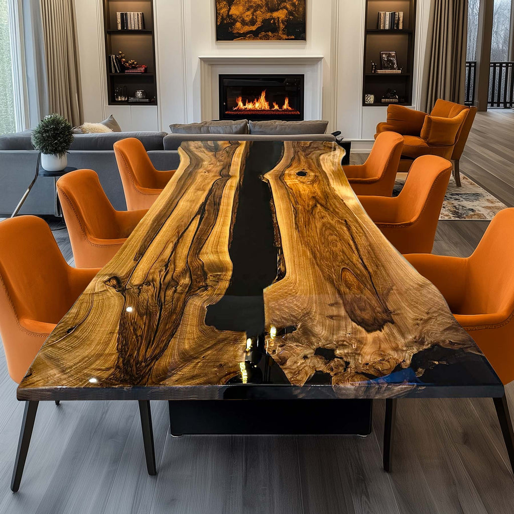 Custom Black Walnut Wood Live Edge Epoxy Table Dining Table UTT48 ...