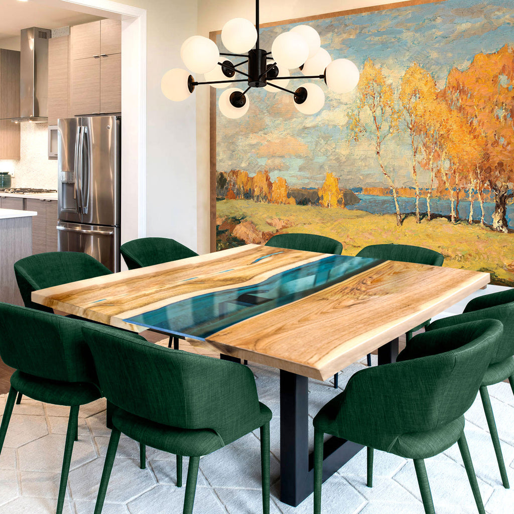 Usatabletops Custom Walnut Epoxy Square Dining Table UTTS1